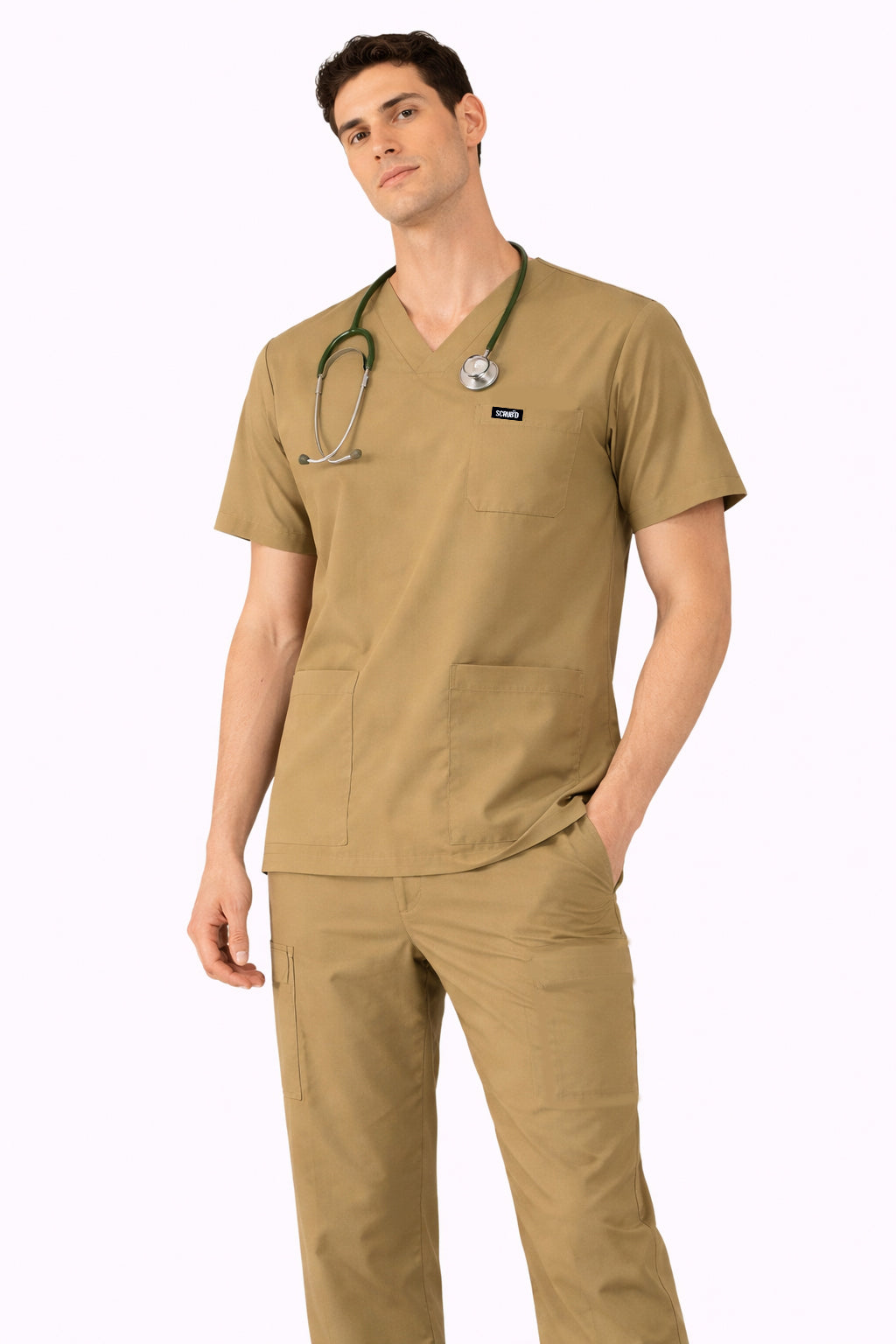 Beige 5 Pocket Scrub Set – Premium Medical Scrubs – Scrubd